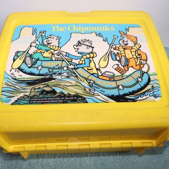 Other | Vintage The Chipmunks Yellow Plastic Thermos Lunch Box 1984 ...